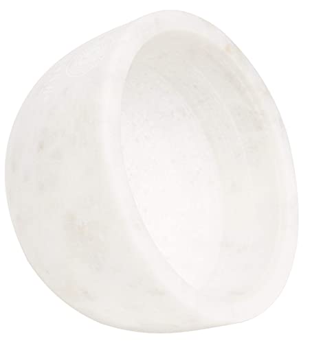 SHASH Marble Shaving Bowl, White - Lather Mug with Interior Grooves Builds a Rich, Foamy Froth - Retains Heat for a Close, Comfortable Shave - Compact, Sophisticated Design (White)