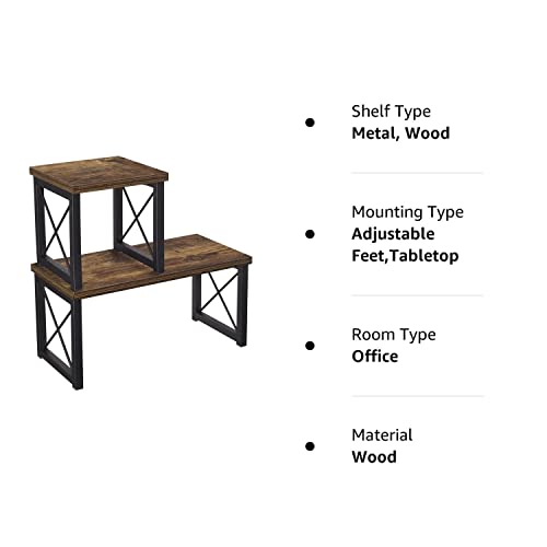 Honiter Wood Desktop Shelf, Freestanding Small Bookshelf Desk Supplies Organizers, 2 Tier Independent Stackable Desk Organizer, Desktop Organizer Office Storage Rack Adjustable Wood Display Shelf