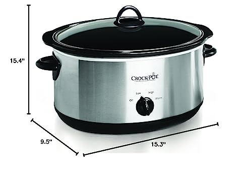 Crock-Pot Large 8 Quart Oval Manual Slow Cooker, Stainless Steel (SCV800-S)