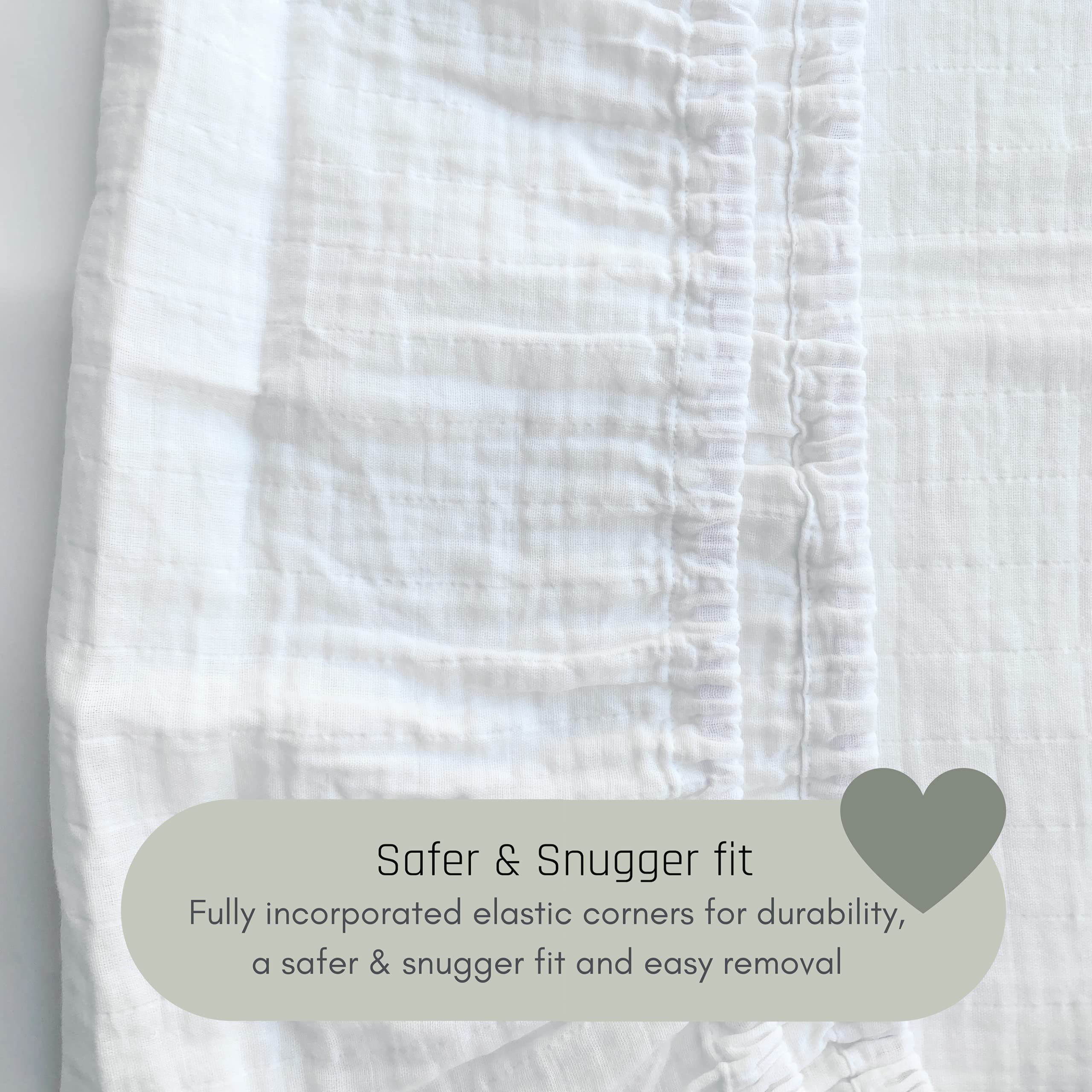 MOZAH Baby Fitted Crib Sheet –100% Organic Cotton Muslin Super Soft Breathable Tailored Snug Fit Solid White for Standard Crib and Toddler Mattresses