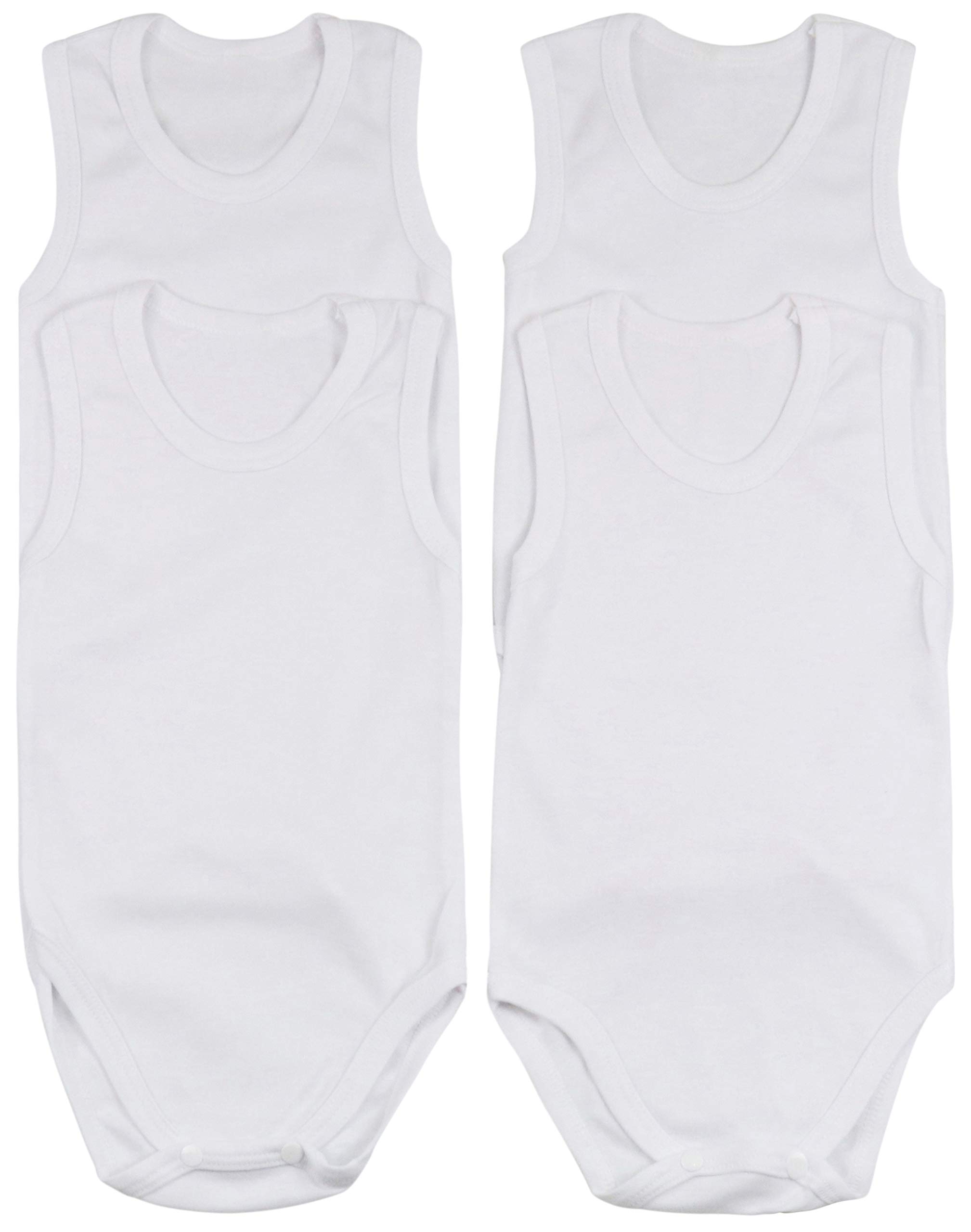 ToBeInStyle Baby Boys' 4 Pack Tank Top One-Piece Bodysuit - White - Size 2
