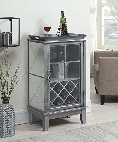 Convenience Concepts Gold Coast Serving Bar, Antique Silver / Mirror