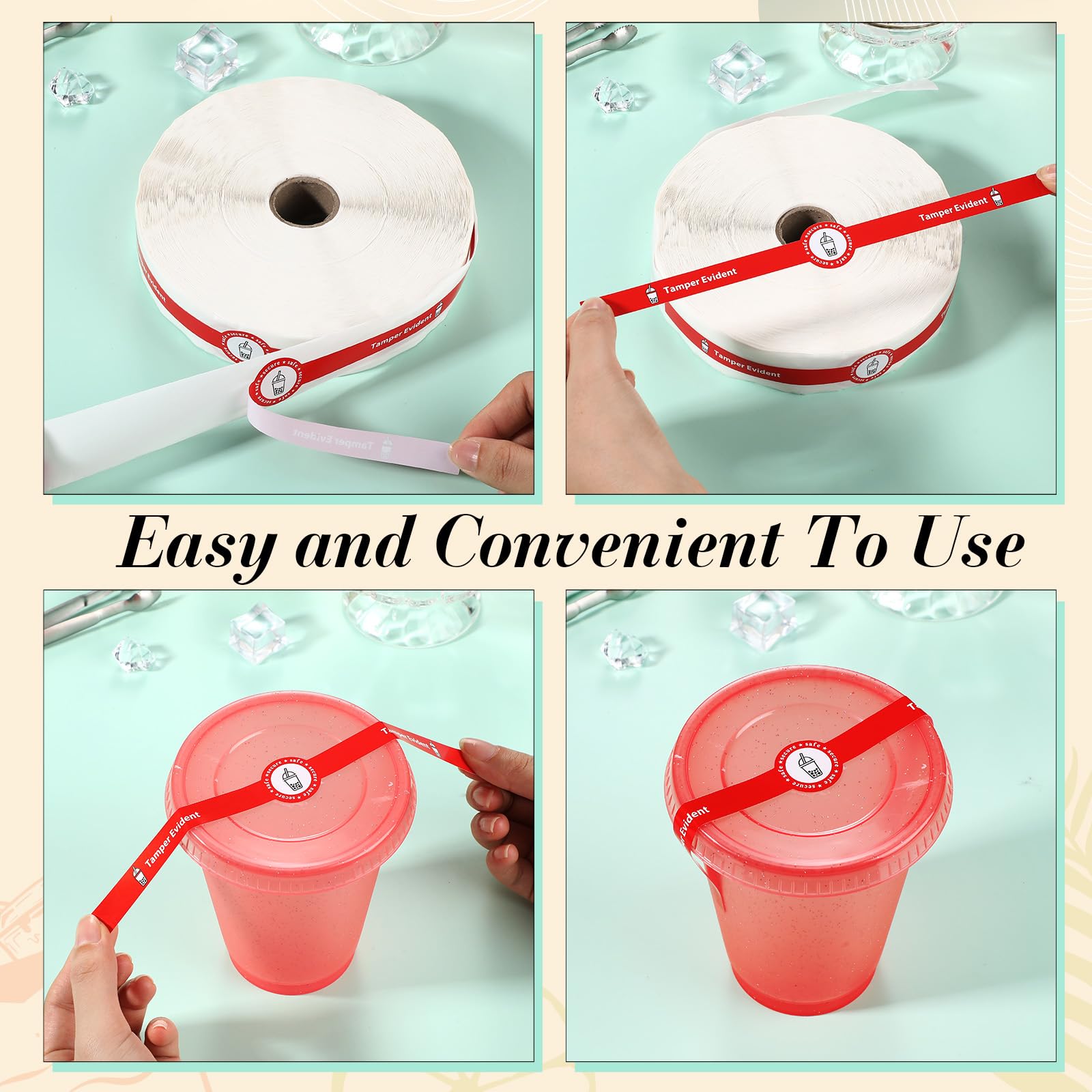 Skyygemm Safe Secure Tamper Evident Seals Stickers for Drink Lids 1" x 9" Food Delivery Stickers Sealed for Freshness Labels Drink Food Tamper Proof Stickers Tamper Evident Tape (Red,500 Pcs)