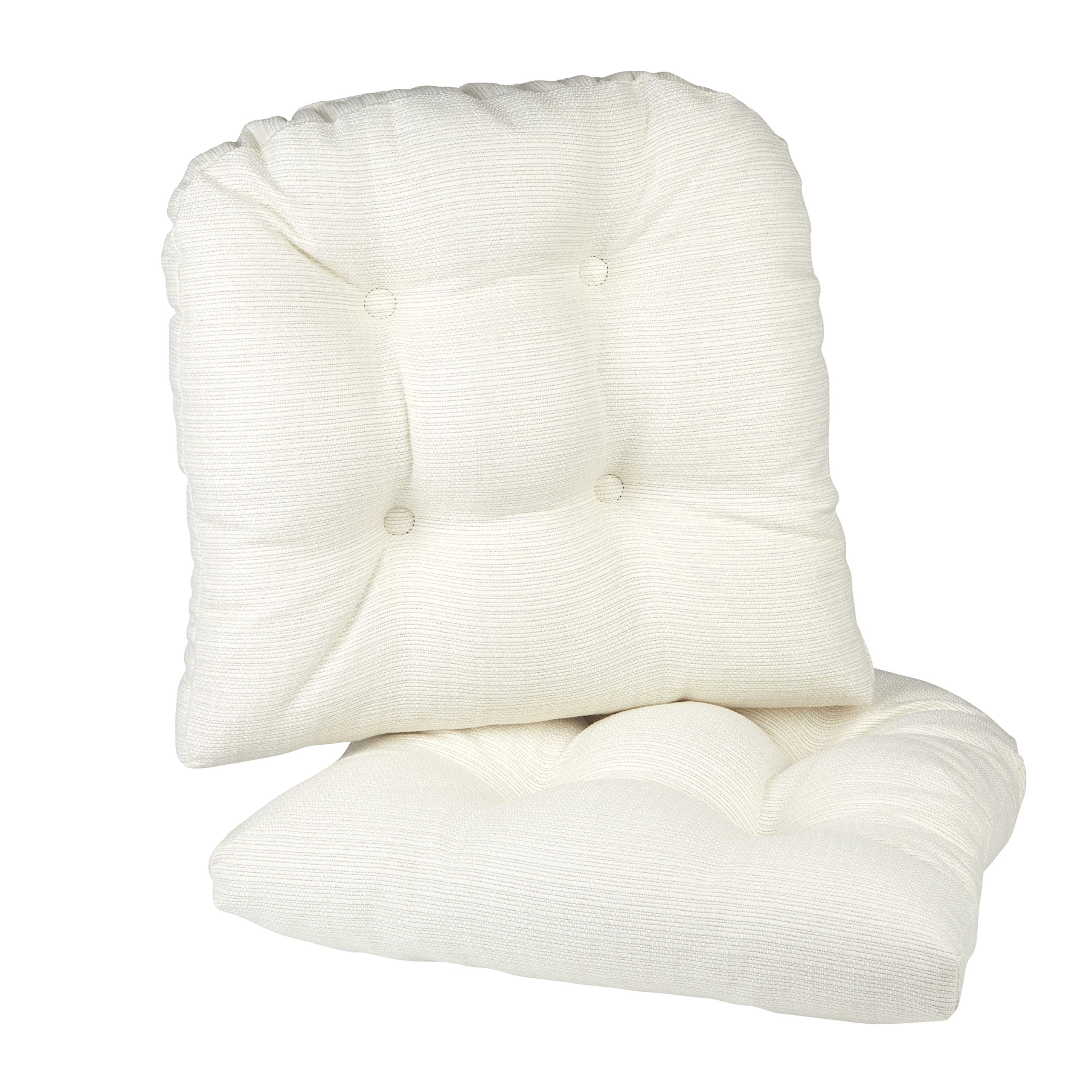 Klear Vu Gripper Overstuffed Universal Non-Slip Dining Chair Cushions for Kitchen Decor or Office Use, U-Shaped Skid-Proof Seat Pad, 17x17 Inches, 2 Count (Pack of 1), Solid Ivory