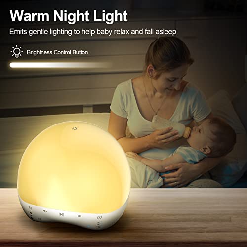 Baby Sound Machine Nursery Night Light White Noise Machine 25 Soothing Sounds Sleep Machine RGB Color Changing APP & Voice Control with Alexa Portable Lamp Timer Noise Machine Baby/Adults White