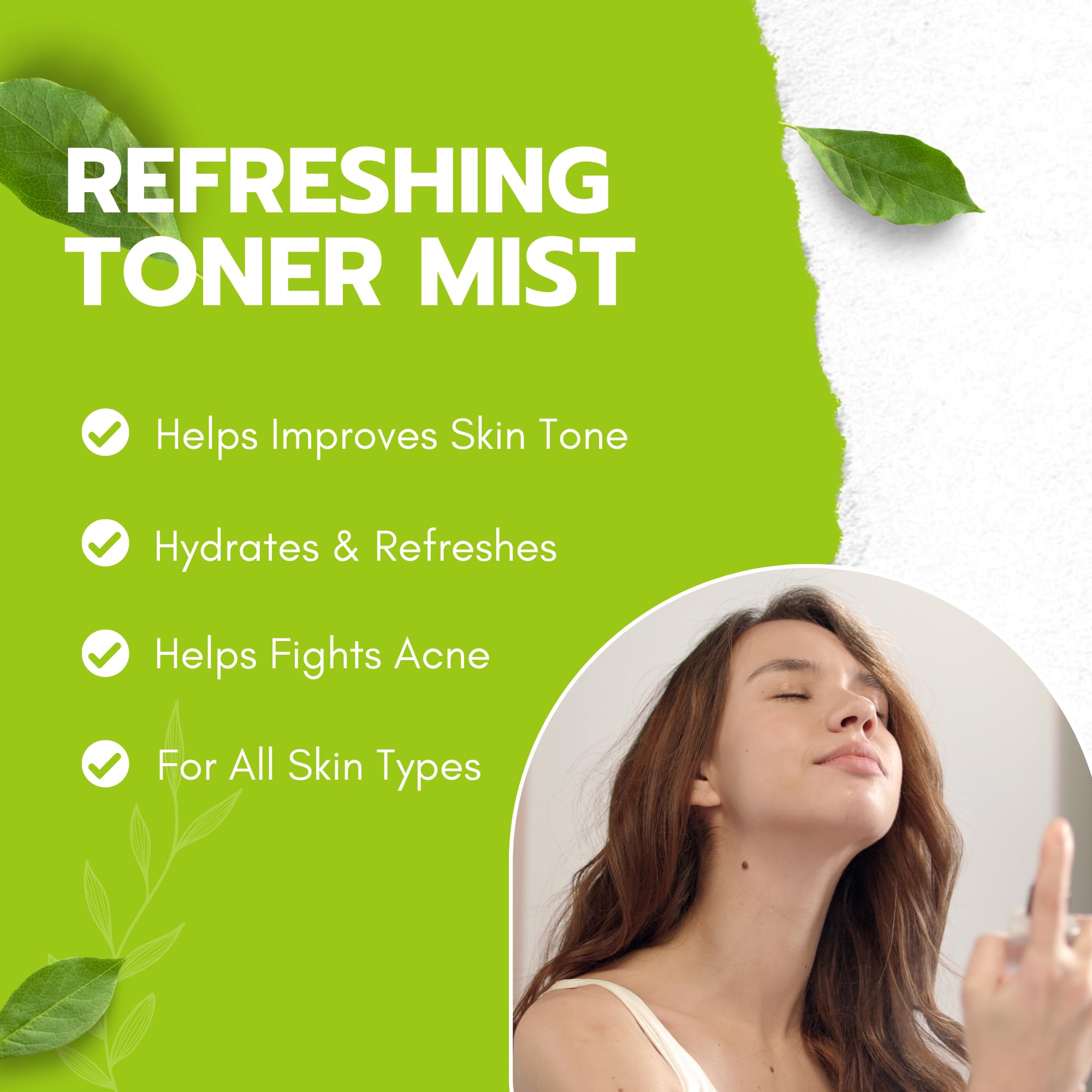Hebepe Green Tea Matcha Facial Toner, Refreshing, and Soothing Face Toner, with Hyaluronic Acid, White Willow, Honeysuckle, Grapefruit Extract, Rosemary, 120ml