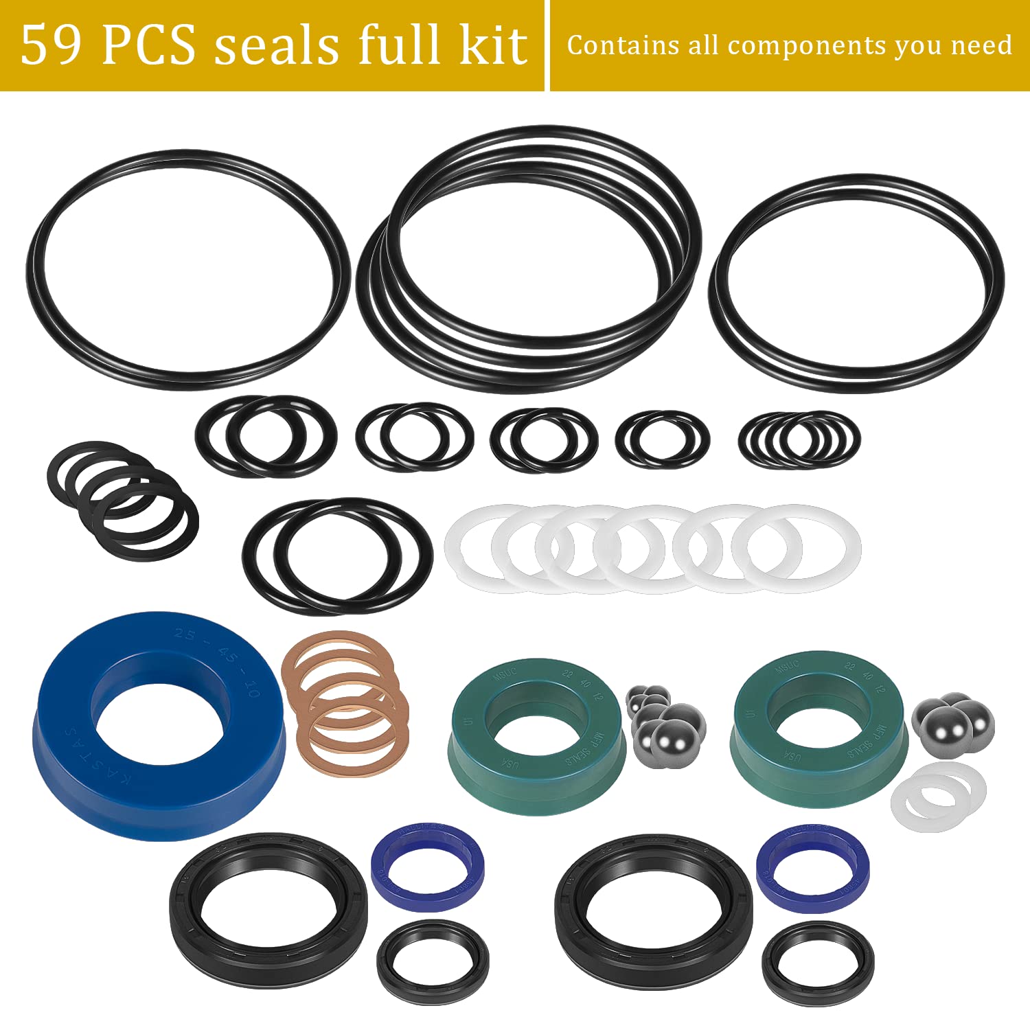 328.12031 Full Set 59 Pcs Seal Replacement Kit for Sears(Craftsman) 2-Ton Floor Jack Hydraulic Repair