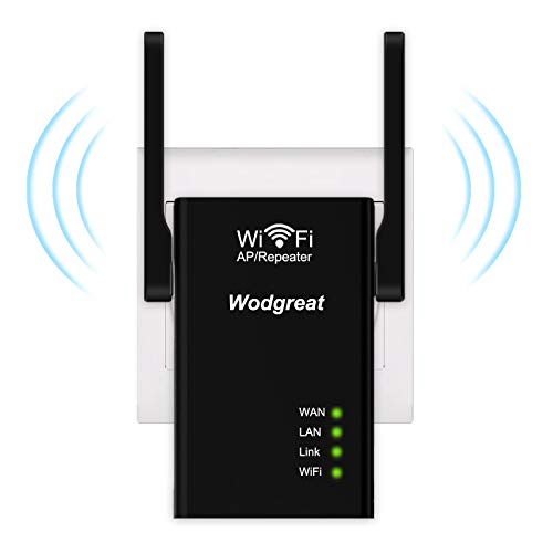 WiFi Extender, Wodgreat 300Mbps WiFi Repeater Wireless Internet Booster with Ethernet Port, 2.4GHz Wireless Signal Amplifier for Home, Repeater/AP/Router Modes Supported, Wide Compatibility Easy Setup