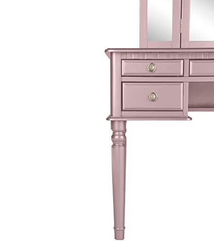 BOBKONA PDEX- Croix Collection Vanity Set With Stool, Rose Gold
