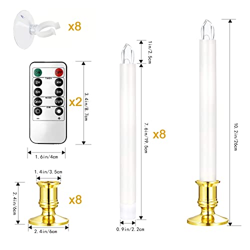 YAUNGEL Window Candles, 8 Pack LED Battery Operated Christmas Candles for Windows with Remote Timer Electric Candle Lights with Removable Candle Holders Suction Cups for Christmas Decorationsā¦