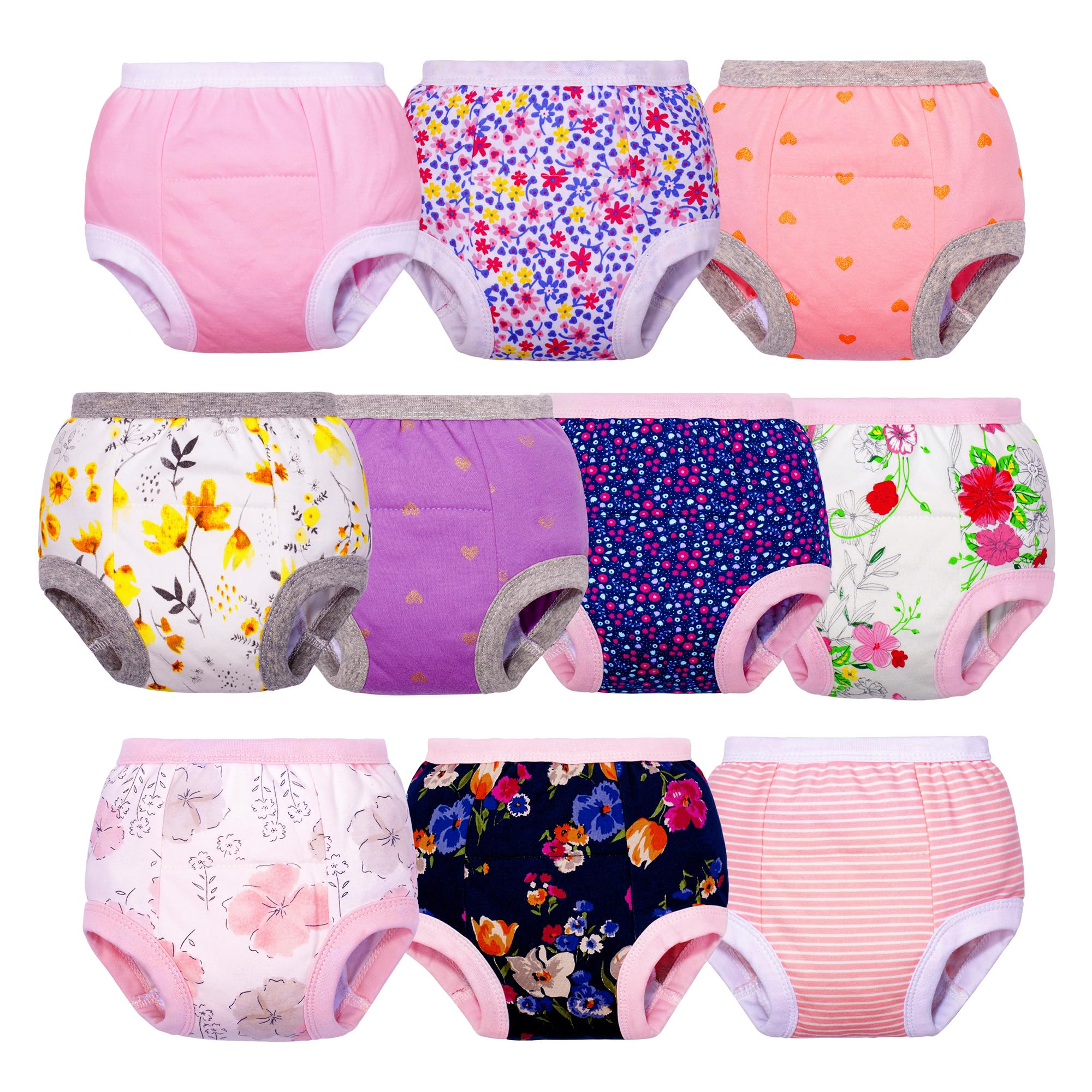 BIG ELEPHANT Baby Girls Training Underwear, Toddler Cotton Potty Training Pants Soft Absorbent 12-24 Month