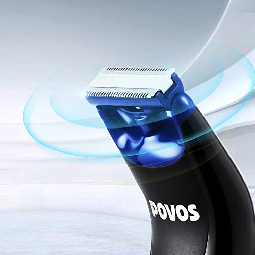 POVOS One-Blade Beard Trimmer, Bidirectional Electric Face&Body Hair Removal Shaver, Waterproof Stubble Detail Groomer Kit