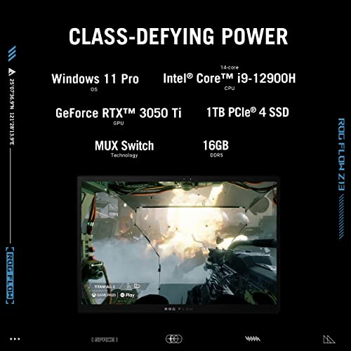 ASUS ROG Flow Z13 Gaming Tablet, 13.4” 4K Display, RTX 3050 Ti, 12th Gen Intel Core i9, 16GB RAM, 1TB SSD, XG Mobile Dock (RTX 3080), Detachable RGB Keyboard, Stylus, Win11, GZ301ZE-XS94-B