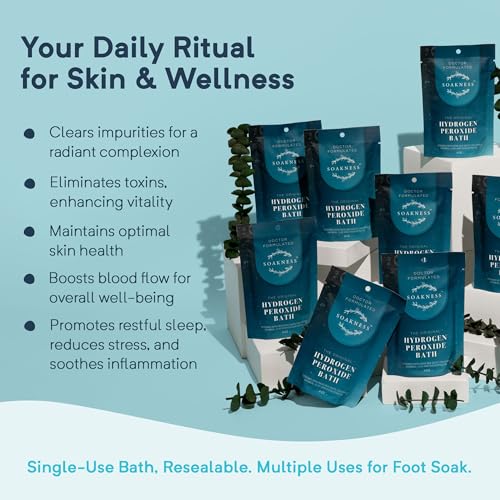 Soakness Hydrogen Peroxide Epsom Salt Bath Soak & Foot Spa (3-Pack) β Patented Formula for Muscle Recovery, Skin Detoxification & Relaxation β Created with Doctor Expertise - Foot Soak for At-Home Spa