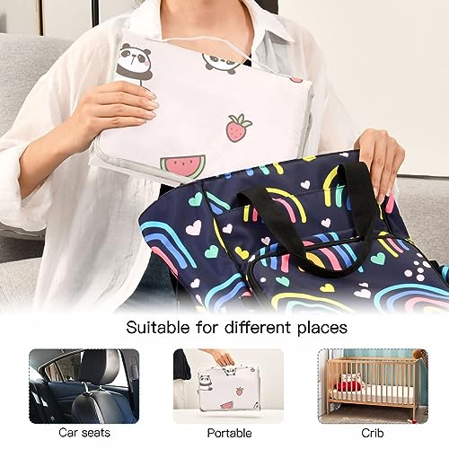 Bulletgxll Pink Panda Portable Diaper Changing Pad Waterproof Changing Pad with Baby Tissue Pocket and Magic Stick for Newborn Baby.