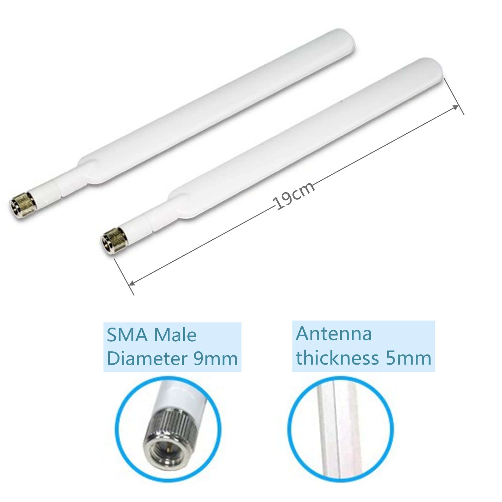 Yoidesu 2PCS Router Antenna,2X 5dBi 4G LTE Antenna, Gain Antenna with SMA Connector, Antenna, Antenna for Huawei B310/B593/B315s/E5186s CPE Router