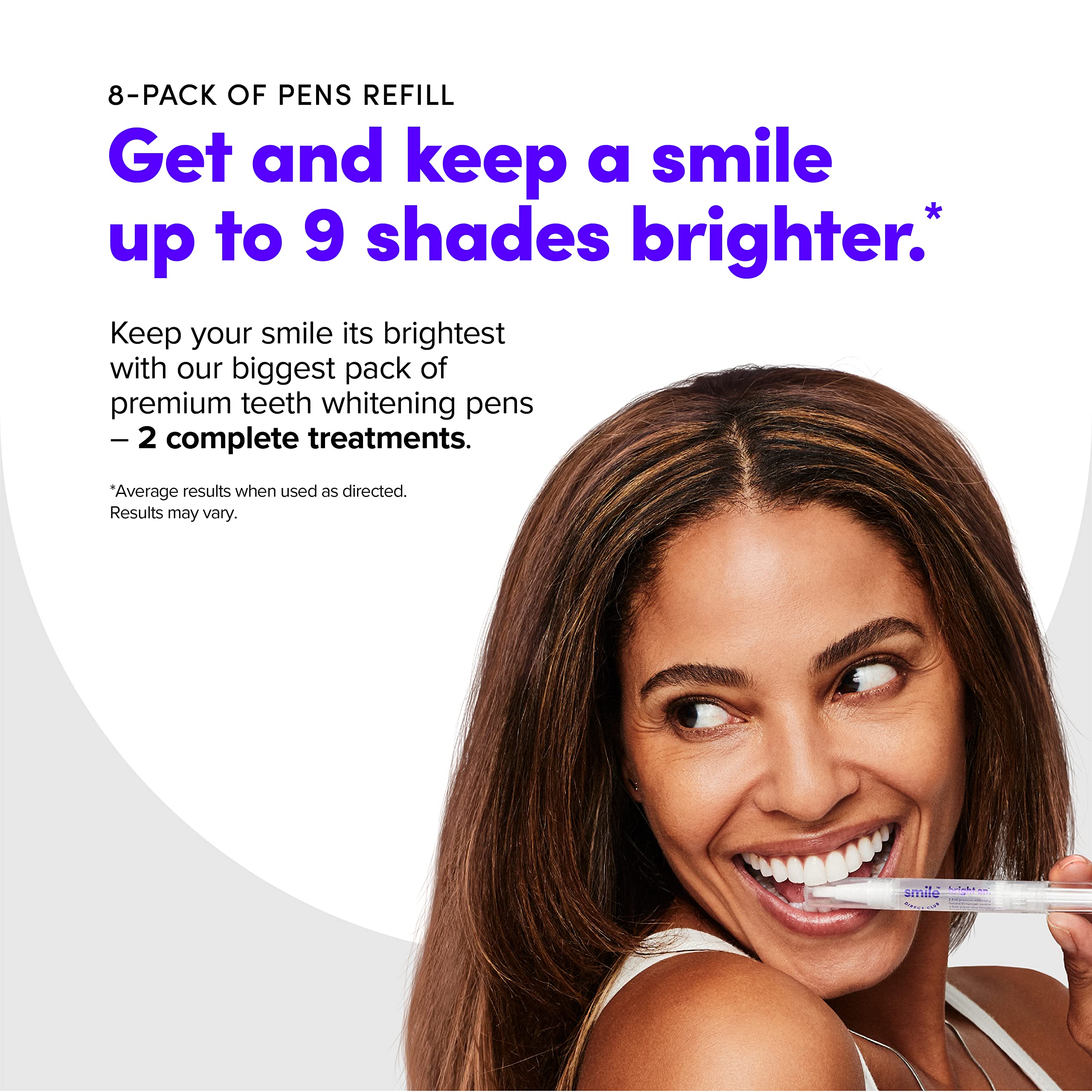 SmileDirectClub Teeth Whitening Kit - 8 1.4ml Gel Pens - Professional Strength Hydrogen Peroxide - Pain Free and Enamel Safe - Up to 9 Shades Whiter in 1 Week