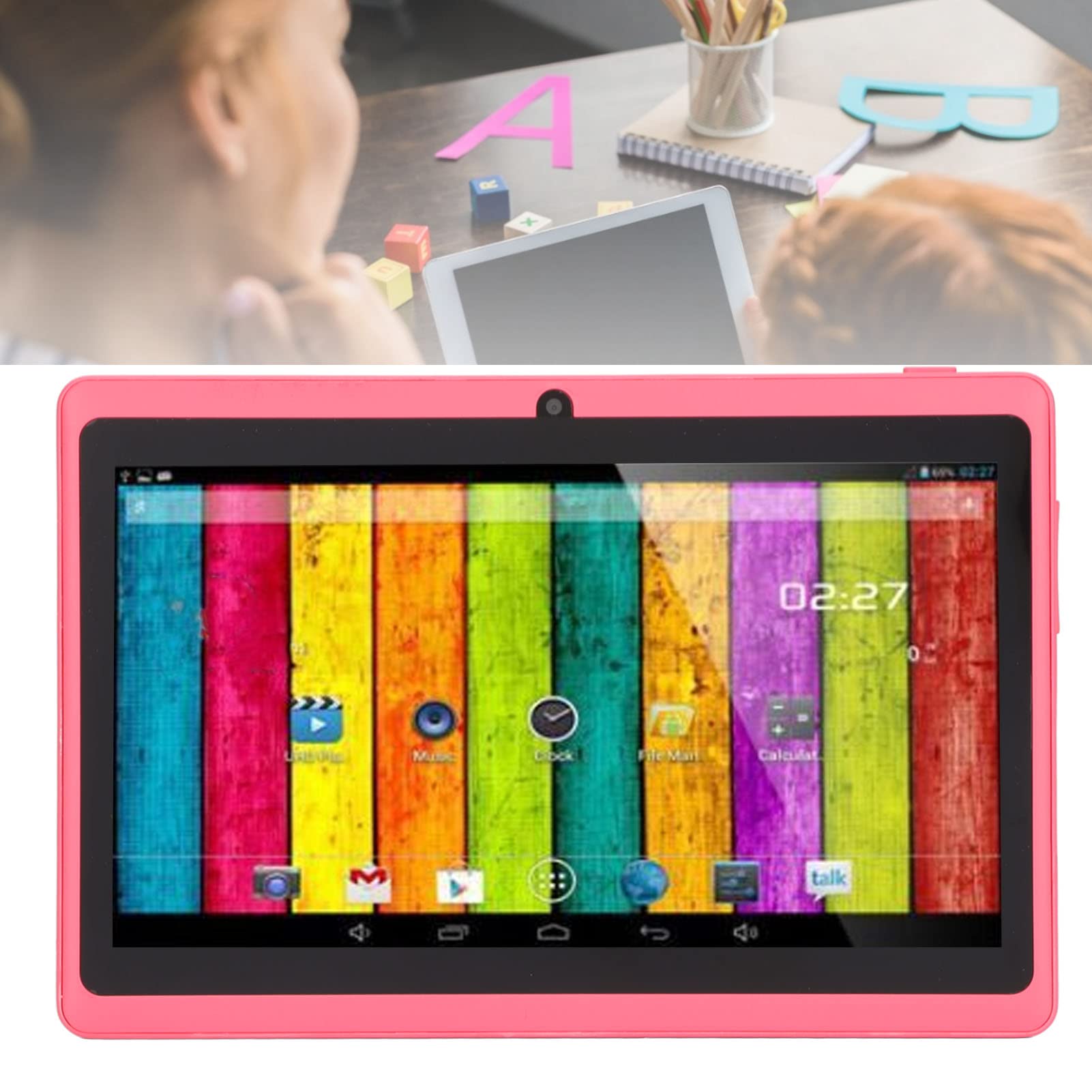 7 inch Kids Tablet Toddler Tablet for Kids, HD 4.4 Tablet 8GB ROM 512GB Expand, 3MP Camera 2600mah Battery Childrens Educational Tablet (Pink)