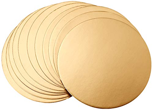 Fox Run 12-Piece Cardboard Scalloped Cake Circle Base, 10 x 10 x 0.25 inches, Gold