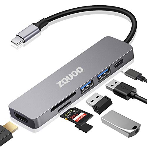 USB C Hub Adapter, USB C Dongle for MacBook Pro, 7 in 1 USB C to HDMI Multport Adapter Compatible for USB C Laptops and Other Type C Devices (4K HDMI USB3.0 SD/TF Card Reader 55W PD)