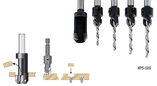 Amana Tool - PS-500 5Piece Carbide Tipped Countersink & Steel Plug Cutter Set (Includes