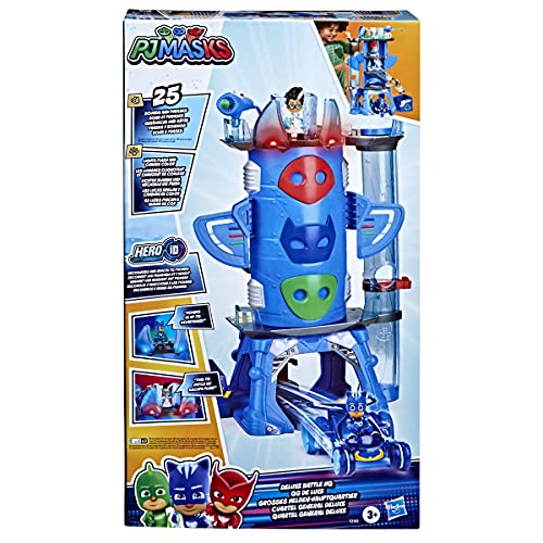 PJ Masks Deluxe Battle HQ Preschool Toy, Headquarters Playset with 2 Action Figures, Cat-Car Vehicle, and More for Kids Ages 3 and Up