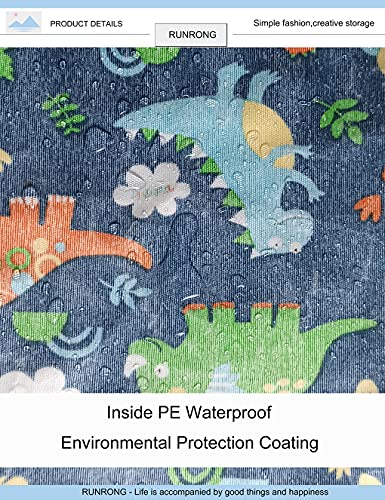CherryPig RUNRONG Large Size Round Storage Basket Foldable Waterproof Canvas Laundry Hamper with Handles Nursery Organizer for Bedroom/Living Room/Bathroom(Round Dinosaur Paradise)