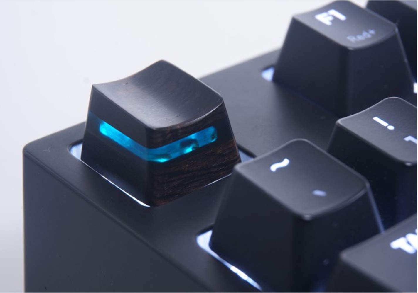 Handmade R4/ECS Keycap Resin Solid Wood Shine Through Backlit Key Cap OEM Profile for Cherry MX Mechanical Keyboard Gaming Replacement (Ebony)