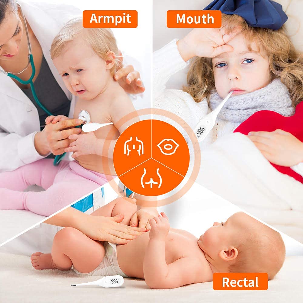 iHealth Digital Oral Thermometer PT1,Fever Thermometer with Dual-Sensors for High Accuracy, Rectum Armpit Reading Thermometer for Adults and Babies, Memory Recall and Extra Large LCD Backlit Display