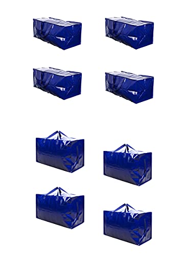 VENO 8 Packs Heavy Duty Large Storage Moving Bags Bundles, 4 Packs of Large Moving Bags with Strap and 4 Packs Oversize Moving Storage Bags