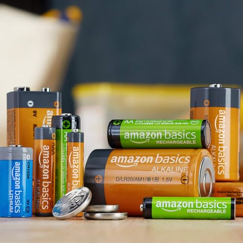 Amazon Basics 8-Count Rechargeable AA NiMH Batteries, 2000 mAh, Recharge up to 1000x Times, Pre-Charged