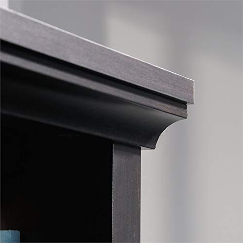 Sauder Misc Storage 3-Shelf 2-Door Tall Wood Bookcase in Estate Black