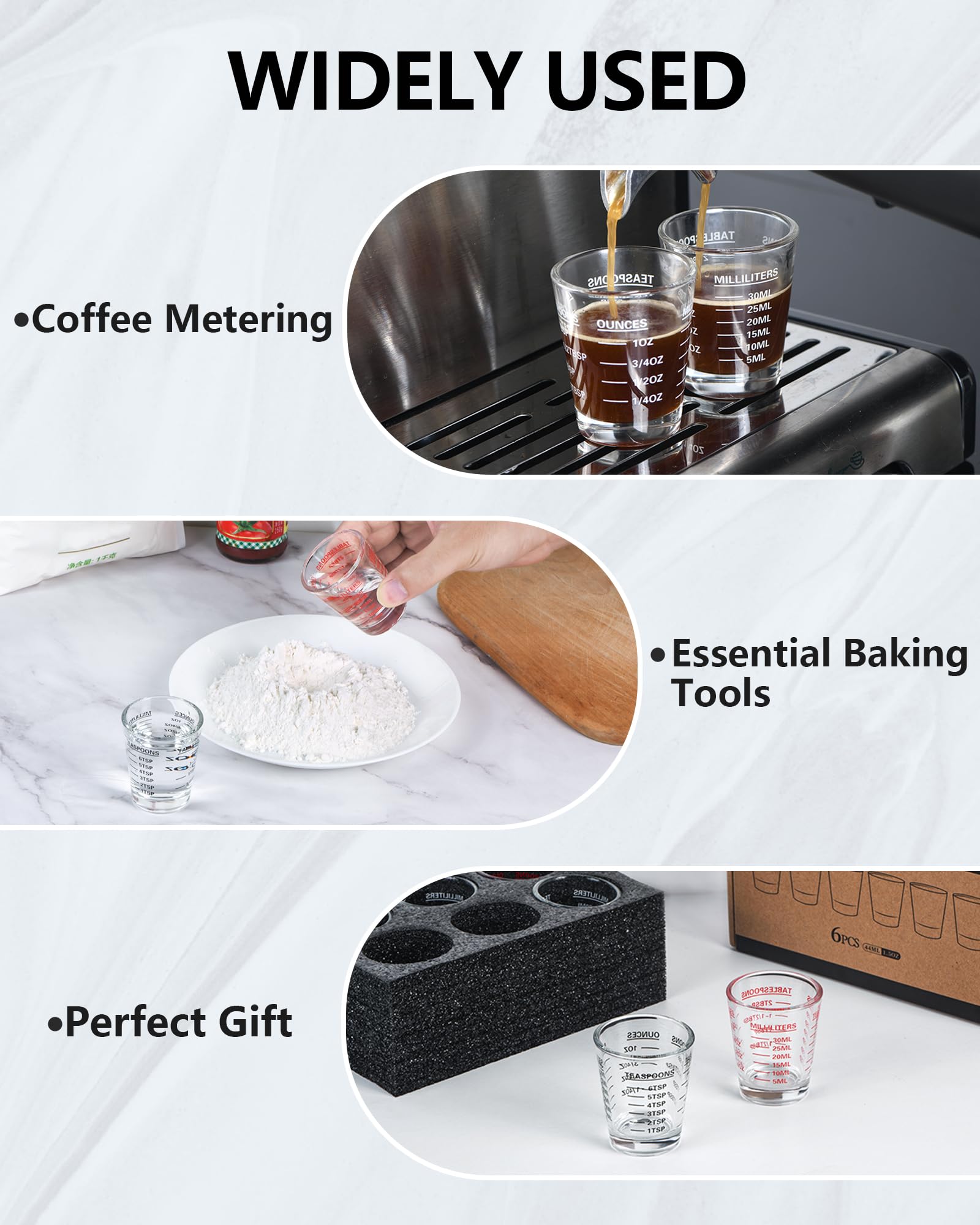 SAIAOKJ Shot Glasses Measuring Cup Set 2PACK Espresso Shot Glasses Liquid Heavy Glass 26-Incremental Measurement 1 OZ, 2 TBS, 6 TSP, 30 ML Kitchen Tools (Red)