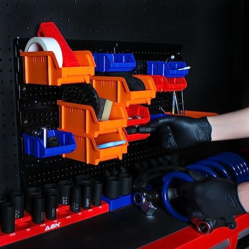 ABN Nail and Screw Organizer Wall Mounted Storage Bins - 30pc Small Parts Organizer for Shop and Garage Storage