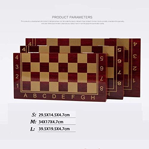 Chess Portable Set Portable Set Wooden Portable Chessboard Folding Board Game International Set for Party Family Activities Backgammon LQHZWYC (Size : L)