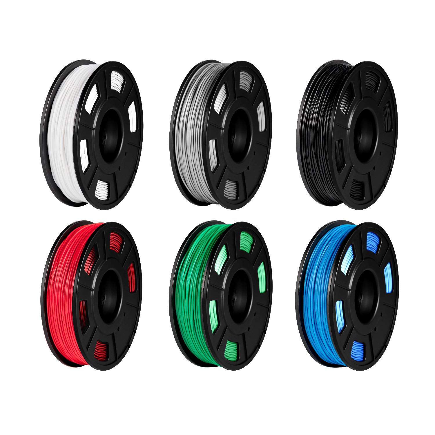 TIANSE PLA 3D Printer Filament 1.75mm, Dimensional Accuracy +/- 0.03 mm, 6 Colors, 1800g