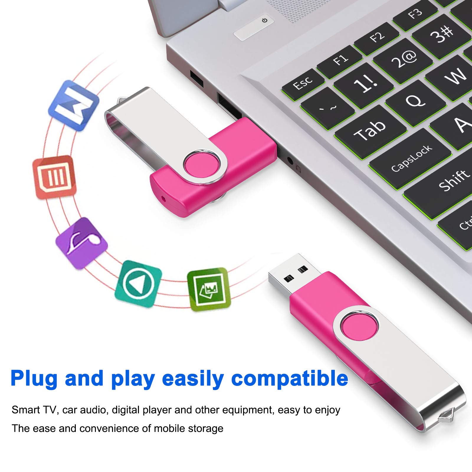 2GB USB Flash Drives, SRVR 3 Pack USB 2.0 Thumb Drives, USB Memory Stick Jump Drive Zip Drives Pen Drive with Lanyards Metal Swivel (3 Mixed Color with LED Indicator)