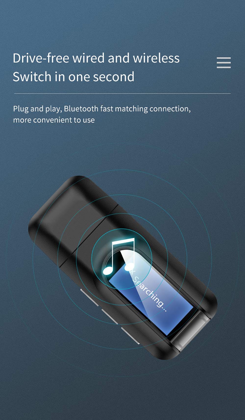 Kithing USB Bluetooth 5.0 Adapter Wireless Dongle for PC Laptop, 2 in 1 Bluetooth Receiver Transmitter for Home Stereo,Car,TV