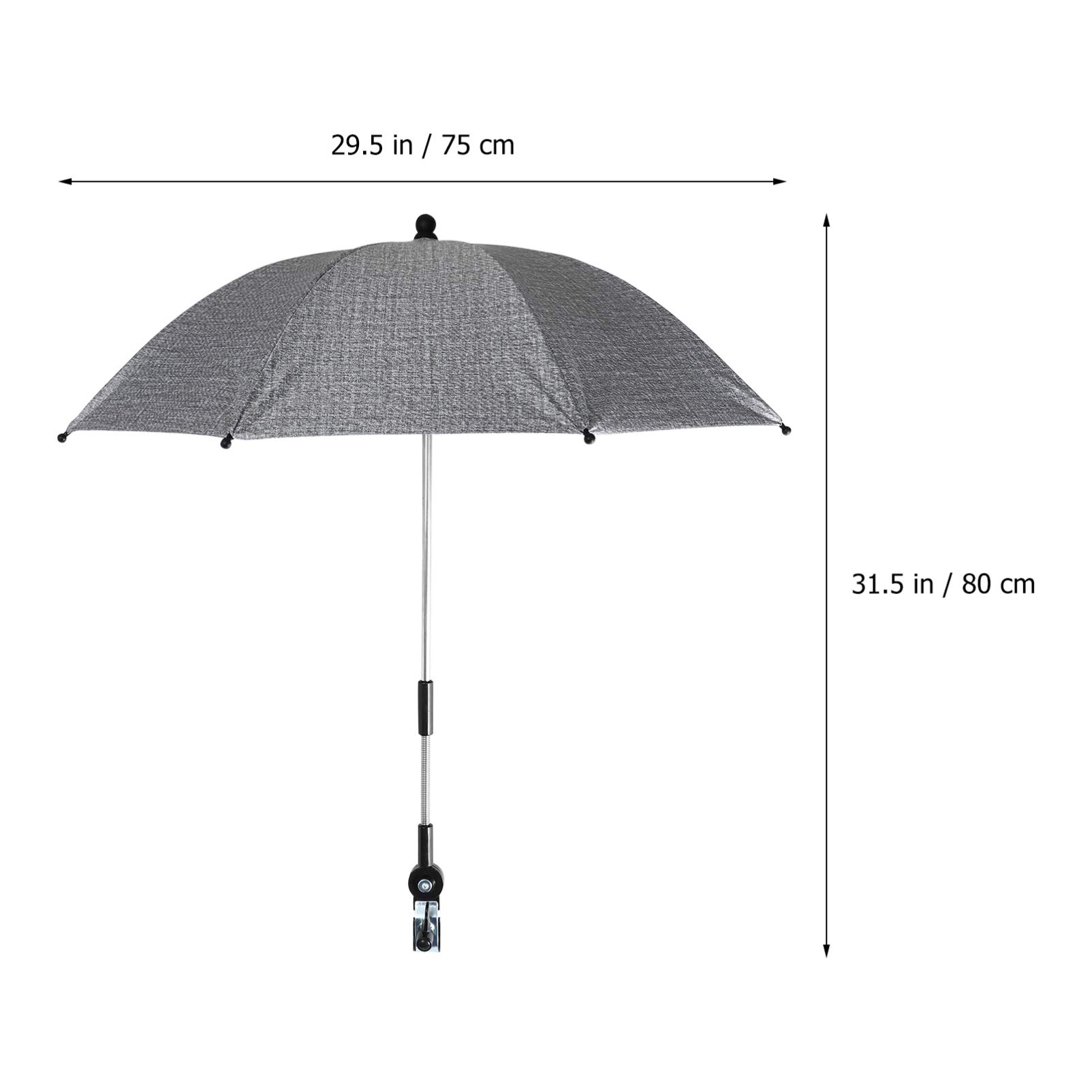 TOYANDONA Stroller Sun Cover Umbrella Clip On Sun Shade Blackout Blind UV Rain Protection Umbrella for Strollers Bicycle Baby Carriage Cart Grey