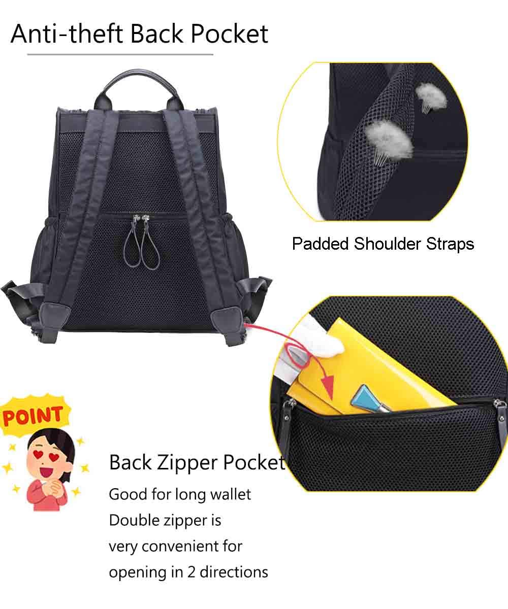 PAOIXEEL Diaper Bag Backpack with Stroller Clips, Lightweight Water-Resistant Nylon Travel Backpack