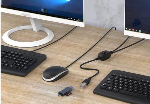 Vrllinking USB Splitter Cable,Printer Sharing Switch Cable, USB Splitter 2 Male 1 Female for Printer, Scanner, Speaker, Keyboard, Mouse Etc, with Printer Cable (5ft/1.5m)