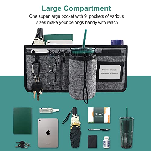 Basket for Walker, Ravmix Walker Accessories Bag with Cup Holder, Walker Basket for Folding Walker Hands-Free Storage Bag with Big Capacity & Never Tipping Over, Space Gray