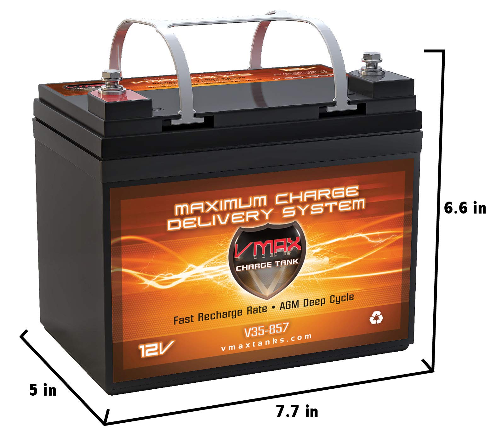 QTY 2: VMAX V35-857 Group U1 12 Volt 35AH AGM Deep Cycle Sealed Maintenance Free Battery Deep Cycle High Performance AGM Batteries (12V 35AH, GROUP U1, Two Pack)