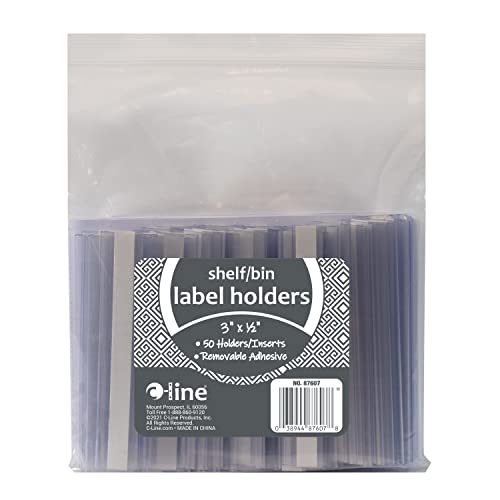 C-Line Self-Adhesive Label Holders, Top Load, 0.5 x 3, Clear, 50/Pack