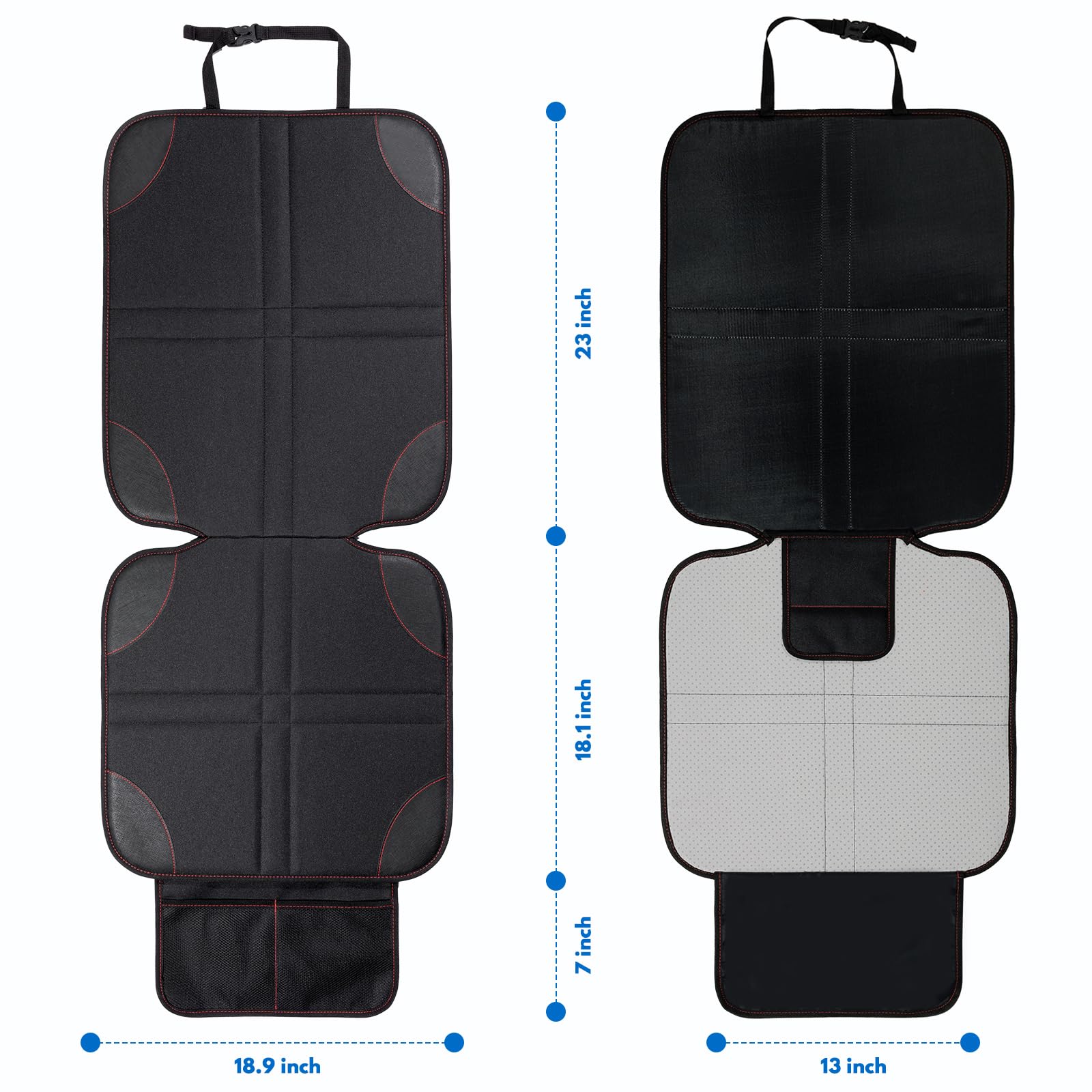 UMJWYJ Car seat Protector, 2Pack Car Seat Protectors for Child car seat - Large Particle Silica Gel Non-Slip Base Material + Waterproof 600D Fabric + 2 Storage Pockets