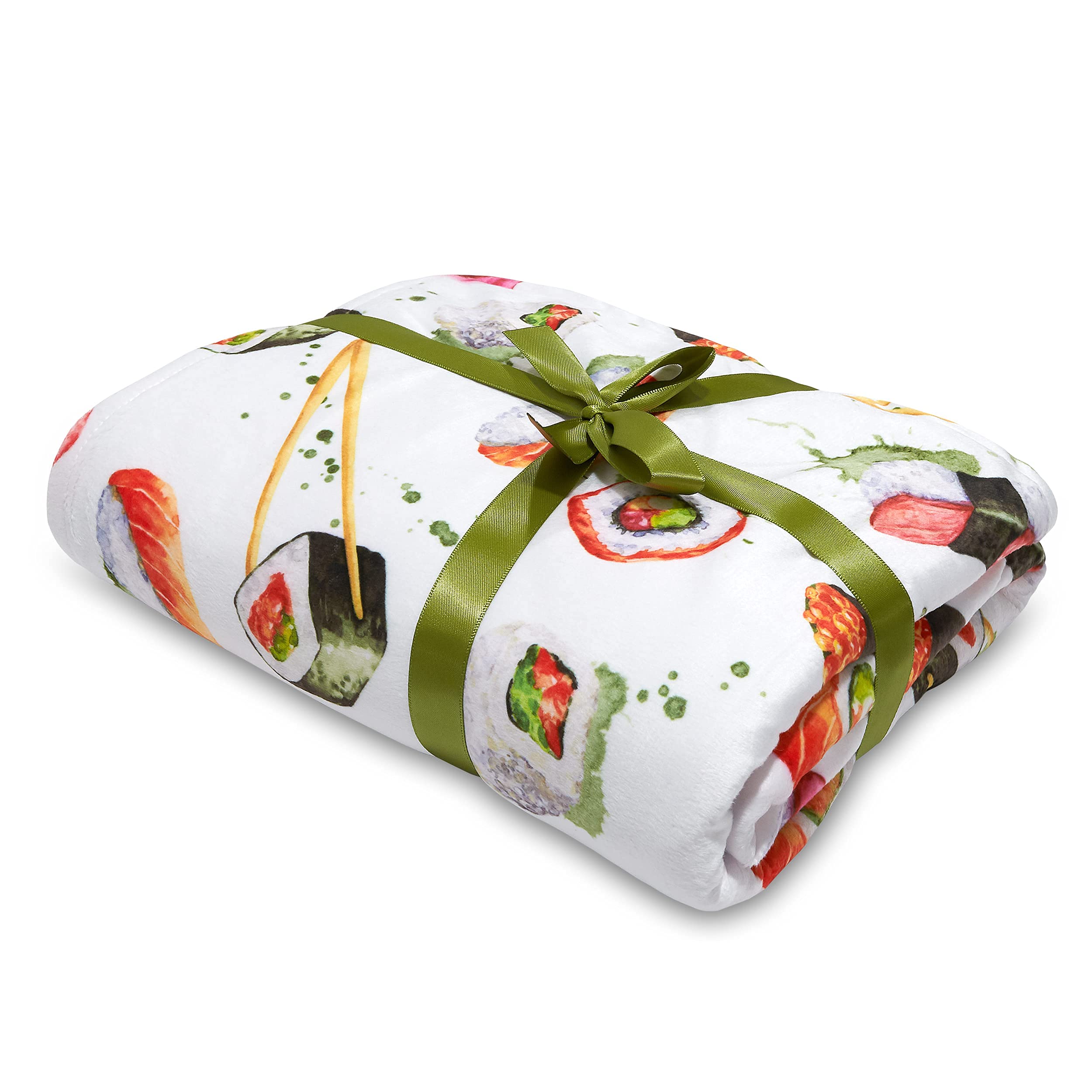 Sushi Baby Blanket | 30 x 40 Inches | Extra Soft Minky Fleece | Watercolor Design