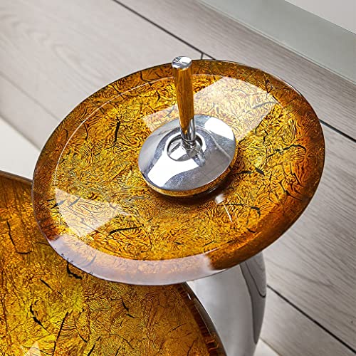 Bathroom Sink Bathroom Vessel Sink Modern Art Simple Tempered Glass Bathroom Sink Round Countertop Bowl Sink Vessel Sink (Color : Sink set)