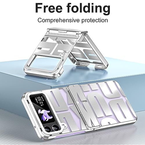 Cell Phone Case Ultra-Thin Lightweight Case Compatible with Samsung Galaxy Z Flip 4 with Hinge+Camera Lens Protector Shockproof Full Protective Rugged Cover (Electroplating) with Hard Protective Body