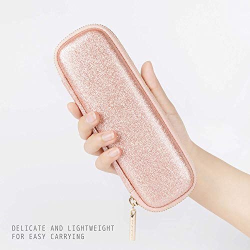 Comfyable Pencil Holder Pencil Case for Apple Pencil, Pen Accessories Elastic Strap Sleeve Protective Carrying Case for Stylus USB Cable AirPods with Mesh Pockets, Rose Gold
