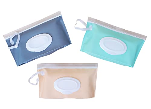 Baby Wipe Case Travel Holder | Keeps Wipes Moist | Set of 3 Wet Wipes Holders Cases | Portable Travel On The Go Refillable Dispenser Container, by purifyou
